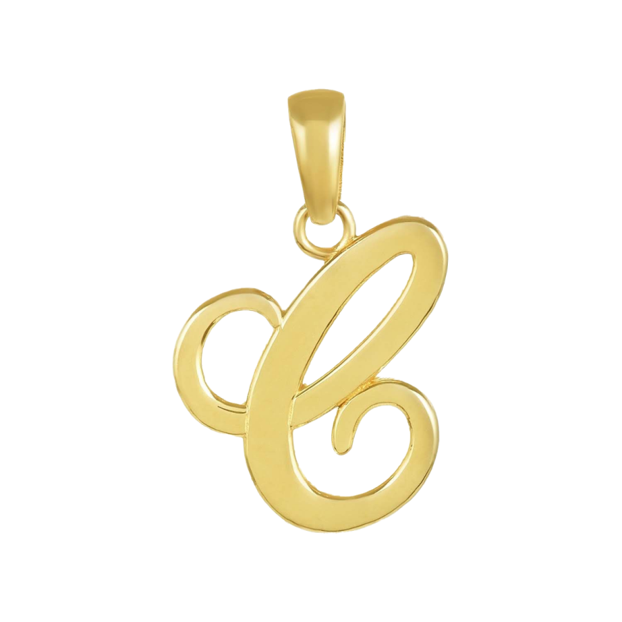 14K Yellow Gold High Polish Letter C Pendant