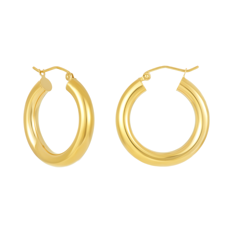 14k yellow gold tube hoop earrings store